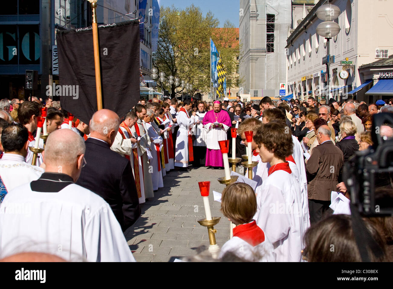 Attendees at the Good Friday procession 2011 in Munich, Bavaria ...