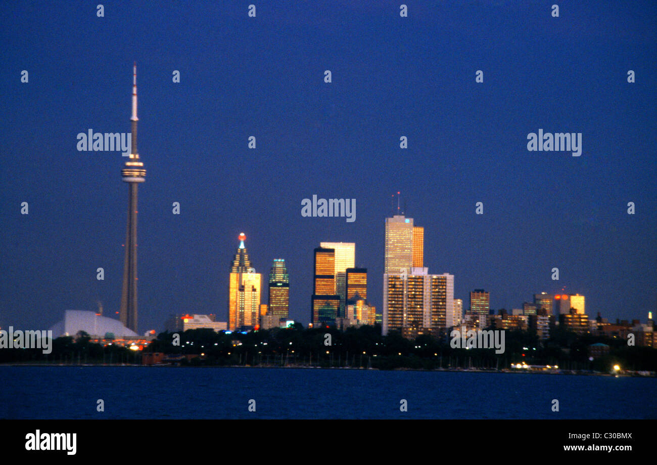 Toronto Ontario Canada Waterfront Skyline Cn Tower at Dusk Stock Photo ...