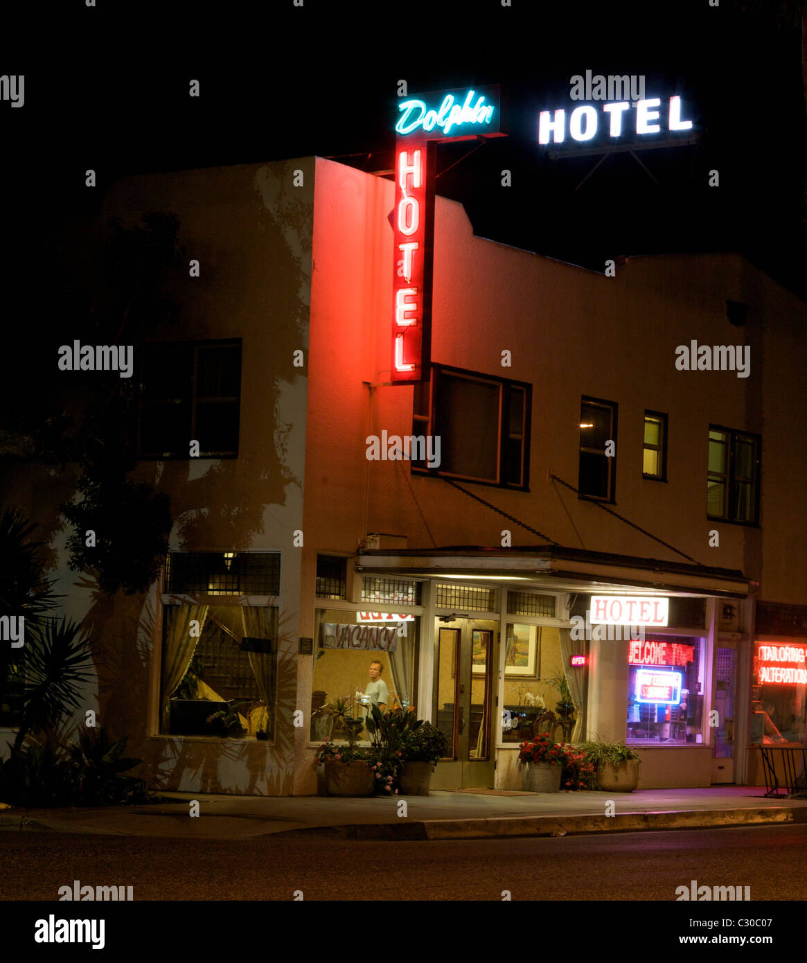 Dolphin Hotel at night Stock Photo - Alamy