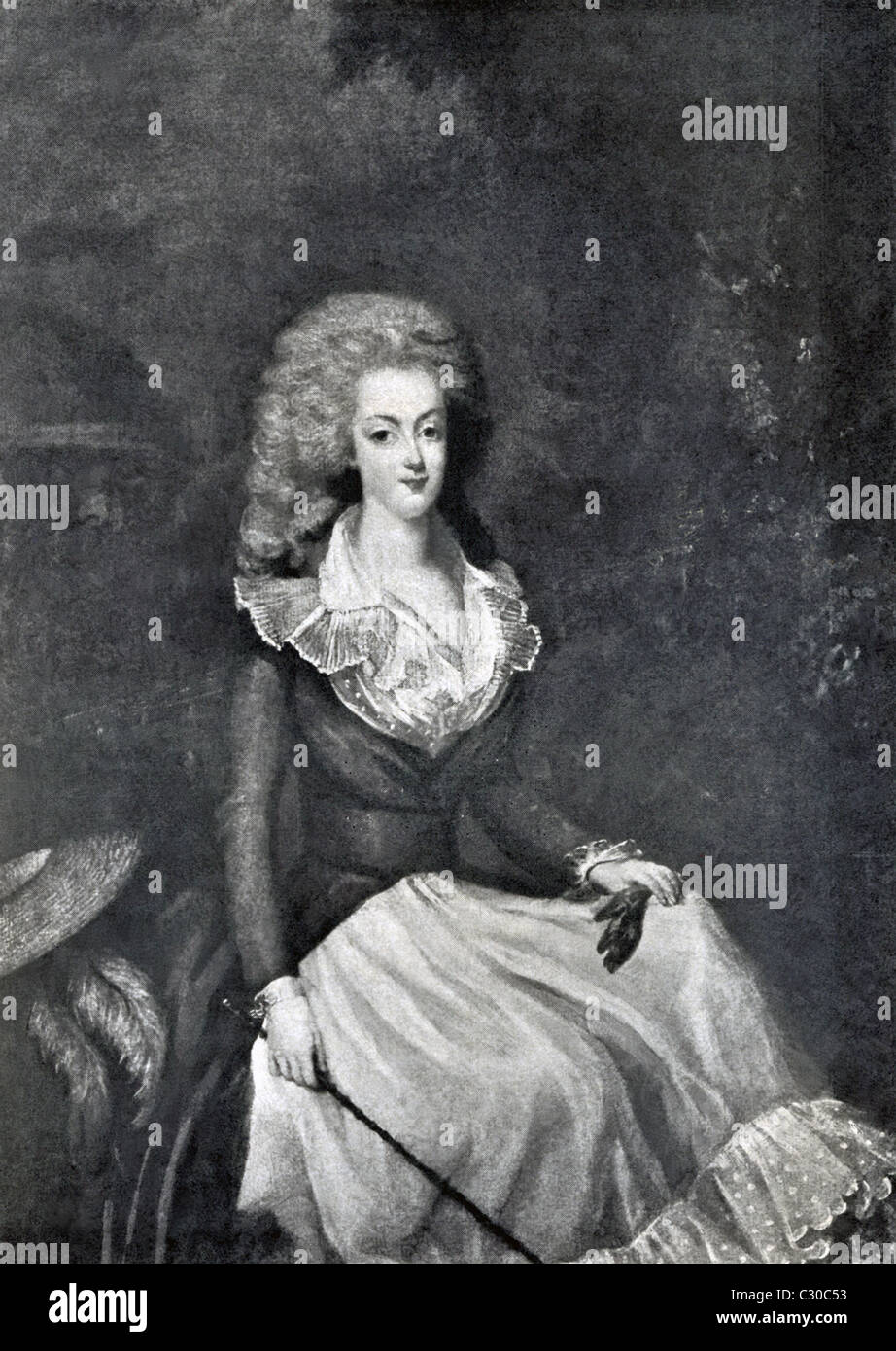 Marie Antoinette, wife of Louis XVI, is shown here in her youth in the ...
