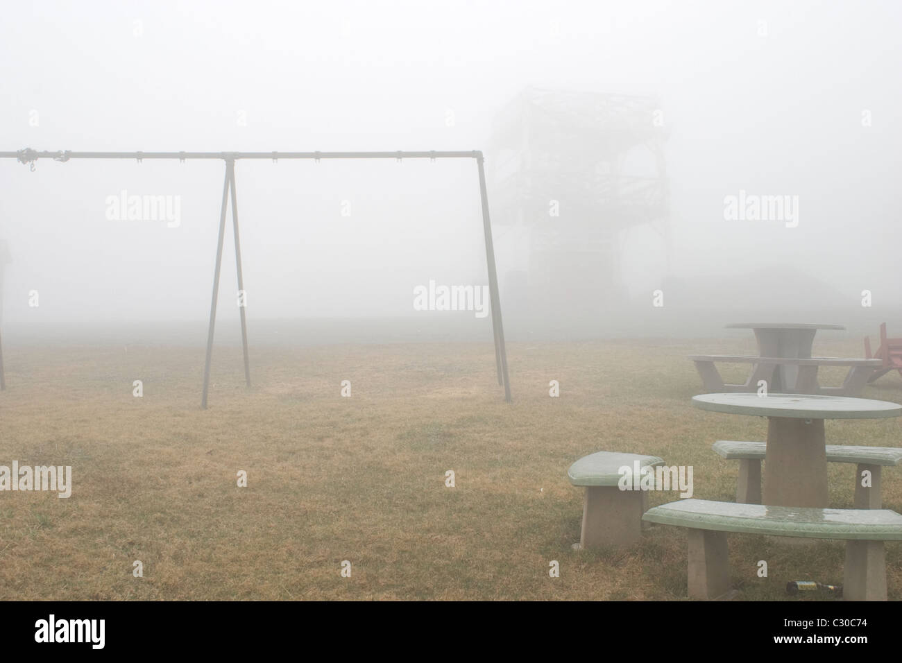 Fog envelopes an picnic area on the Mohawk Trail, Route 2 in North ...