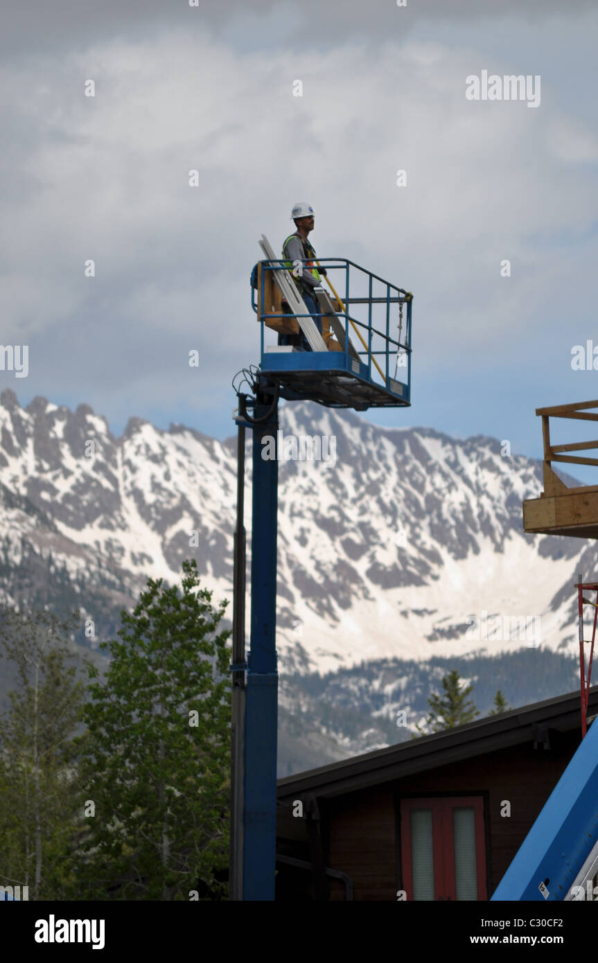work in high lift in mountains Stock Photo - Alamy