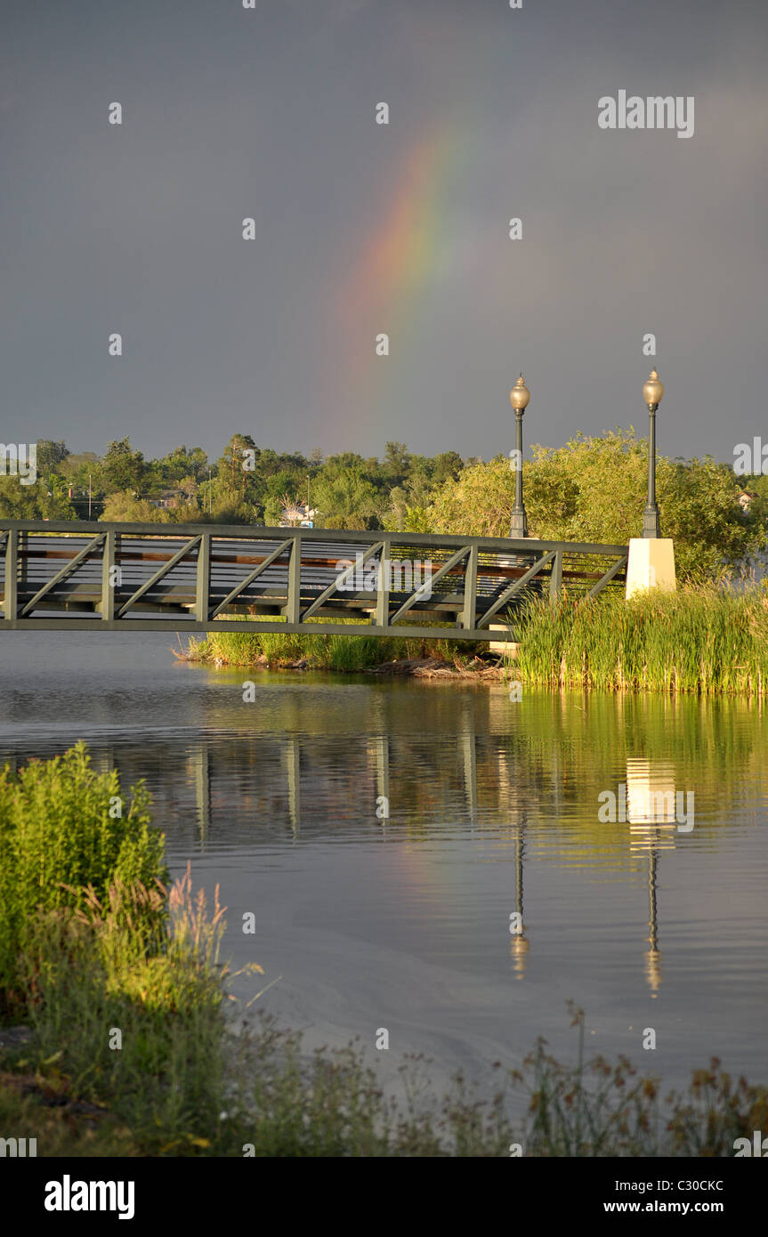 rainbow over park Denver colorado Stock Photo - Alamy