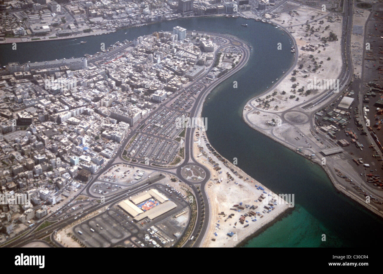 Dubai UAE An Aerial View Of Dubai Creek Stock Photo - Alamy