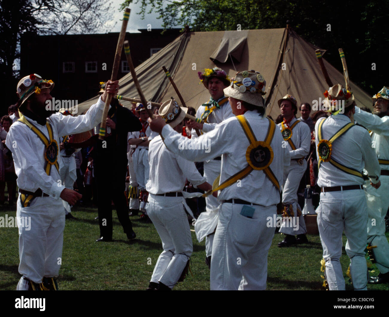 Morris Dancers Dancing With Sticks England Stock Photo - Alamy