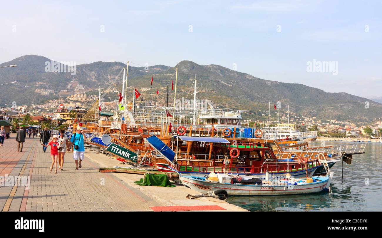 Tourist Cruise Boats in the Harbour of Alanya, Turkey Stock Photo - Alamy
