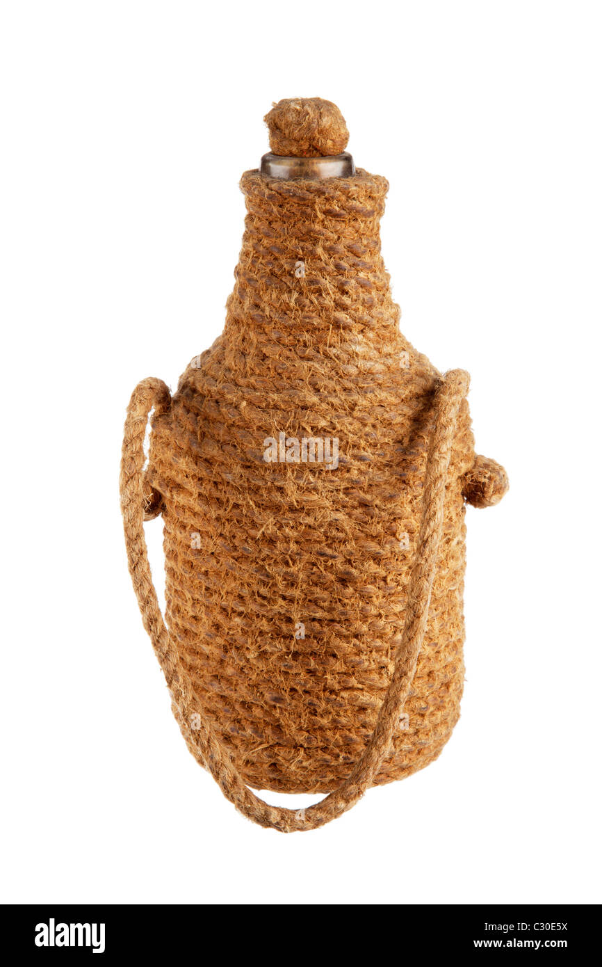 bottle wrapped of tar rope with white background Stock Photo - Alamy