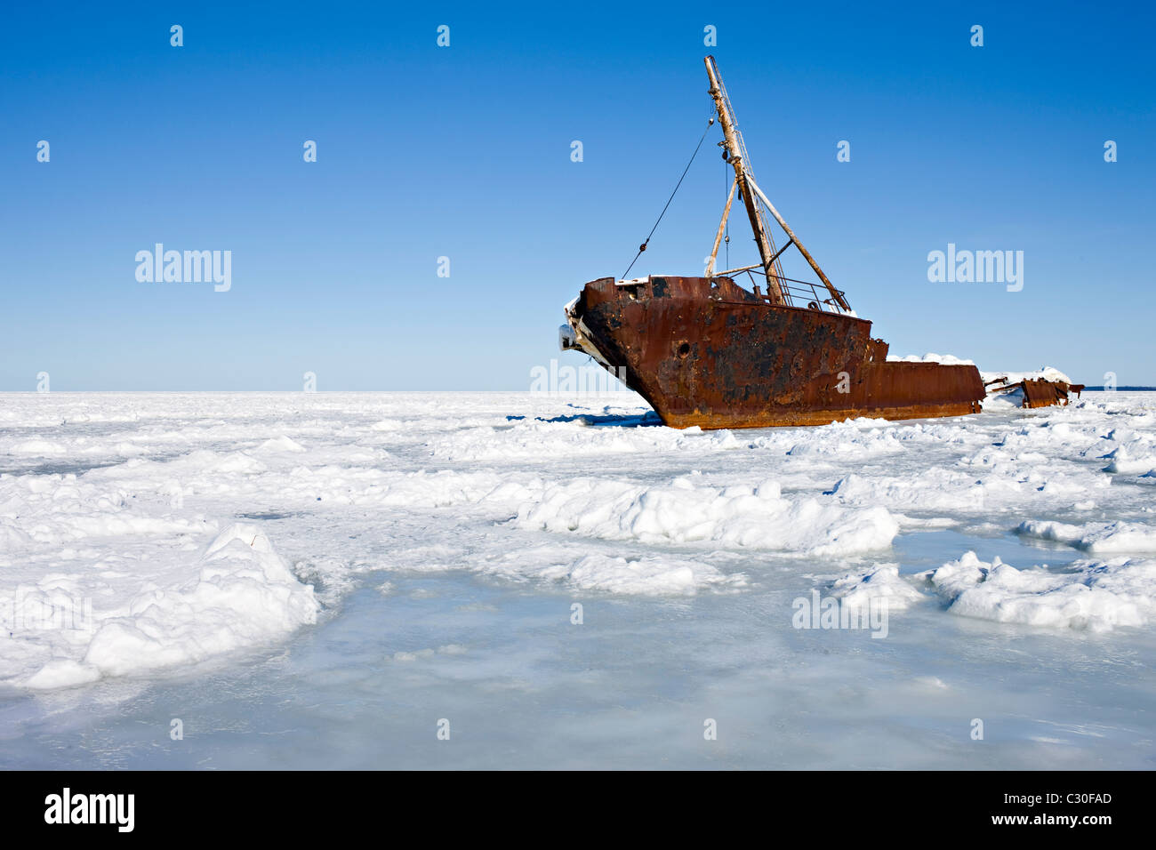 Shipwreck in ice Stock Photo - Alamy