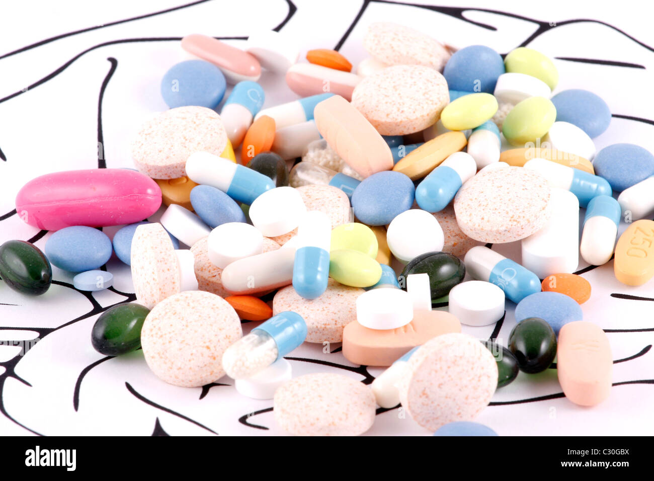 Pill heart brain hi-res stock photography and images - Alamy
