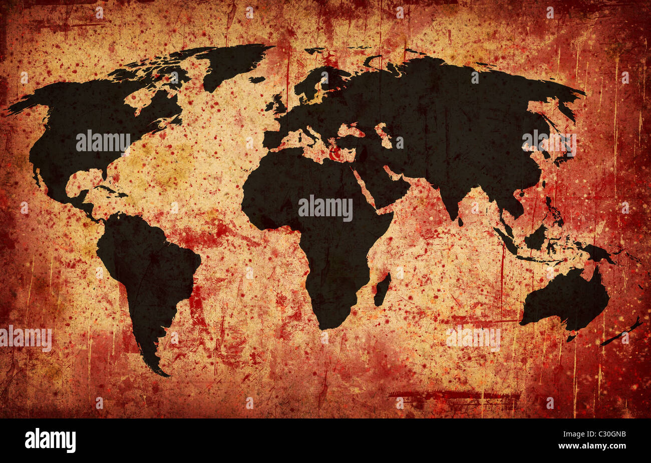 Grunge textured weathered world map background Stock Photo - Alamy