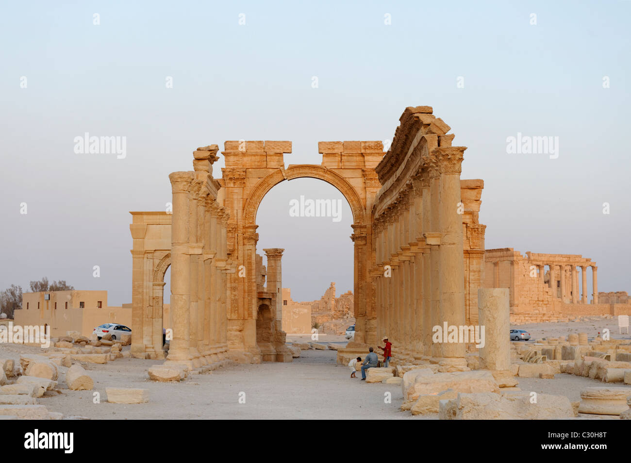 Palmyra. Syria. View of the back of the Monumental Arch which was ...