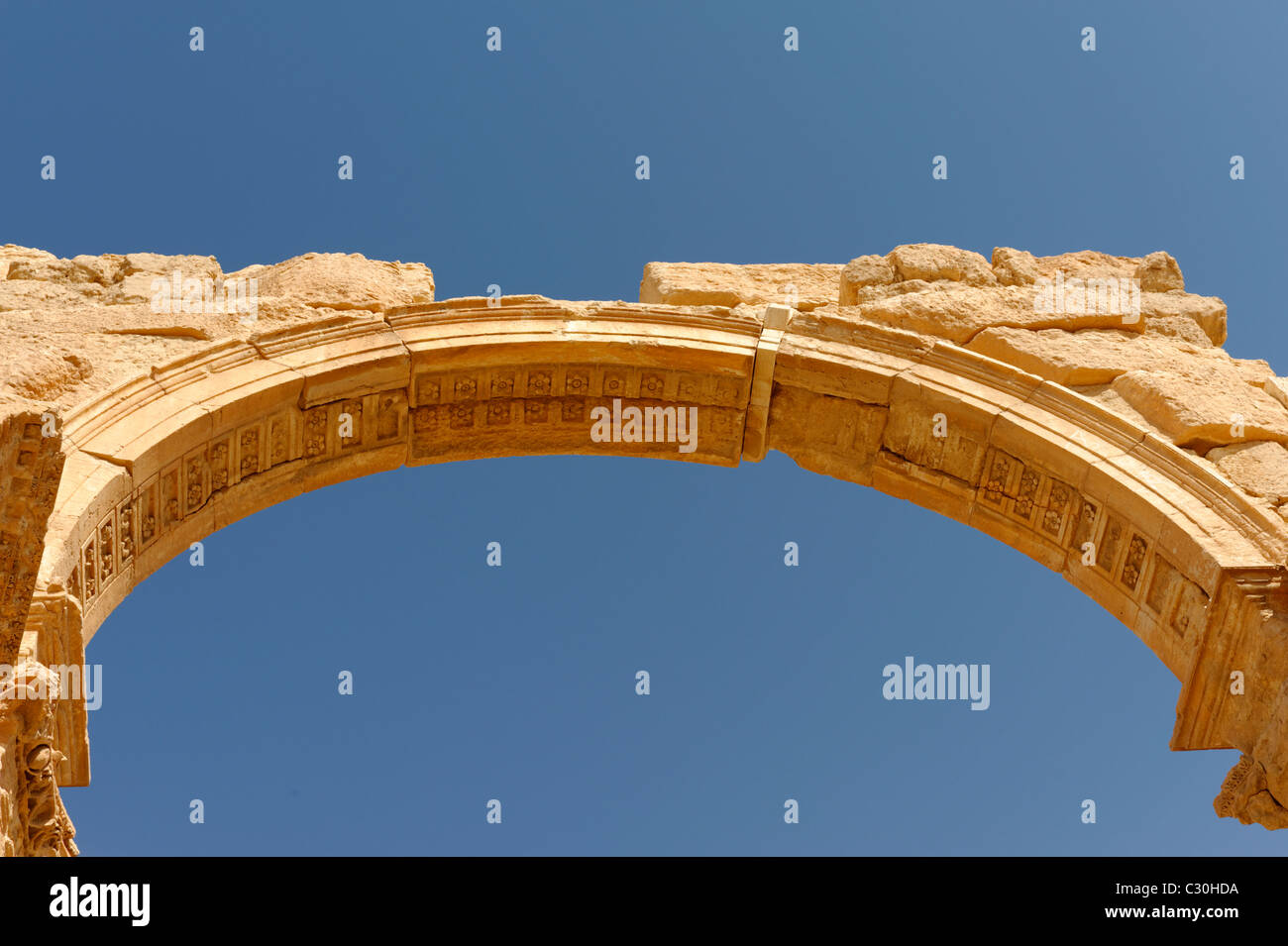 Palmyra. Syria. The underside of the Monumental Arch which was erected ...