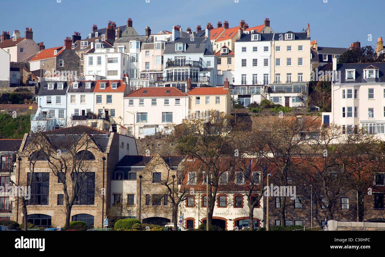 Pretty buildings St Peter Port Guernsey Channel Islands Stock Photo - Alamy