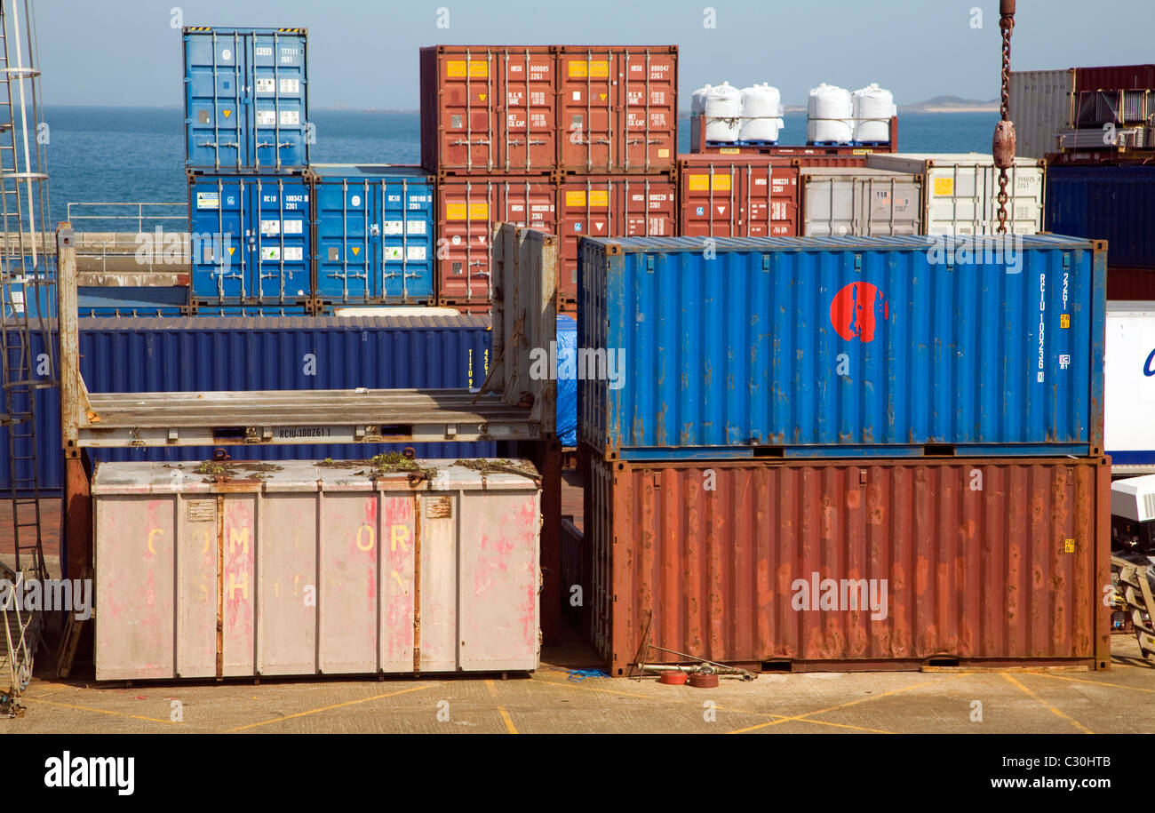 Dockside containers St Peter Port Guernsey Channel Islands Stock Photo ...
