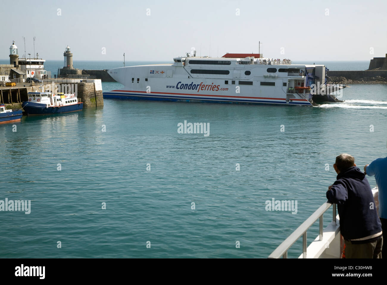Condor Rapide ferry leaving St Peter Port Guernsey Channel Islands Stock Photo - Alamy
