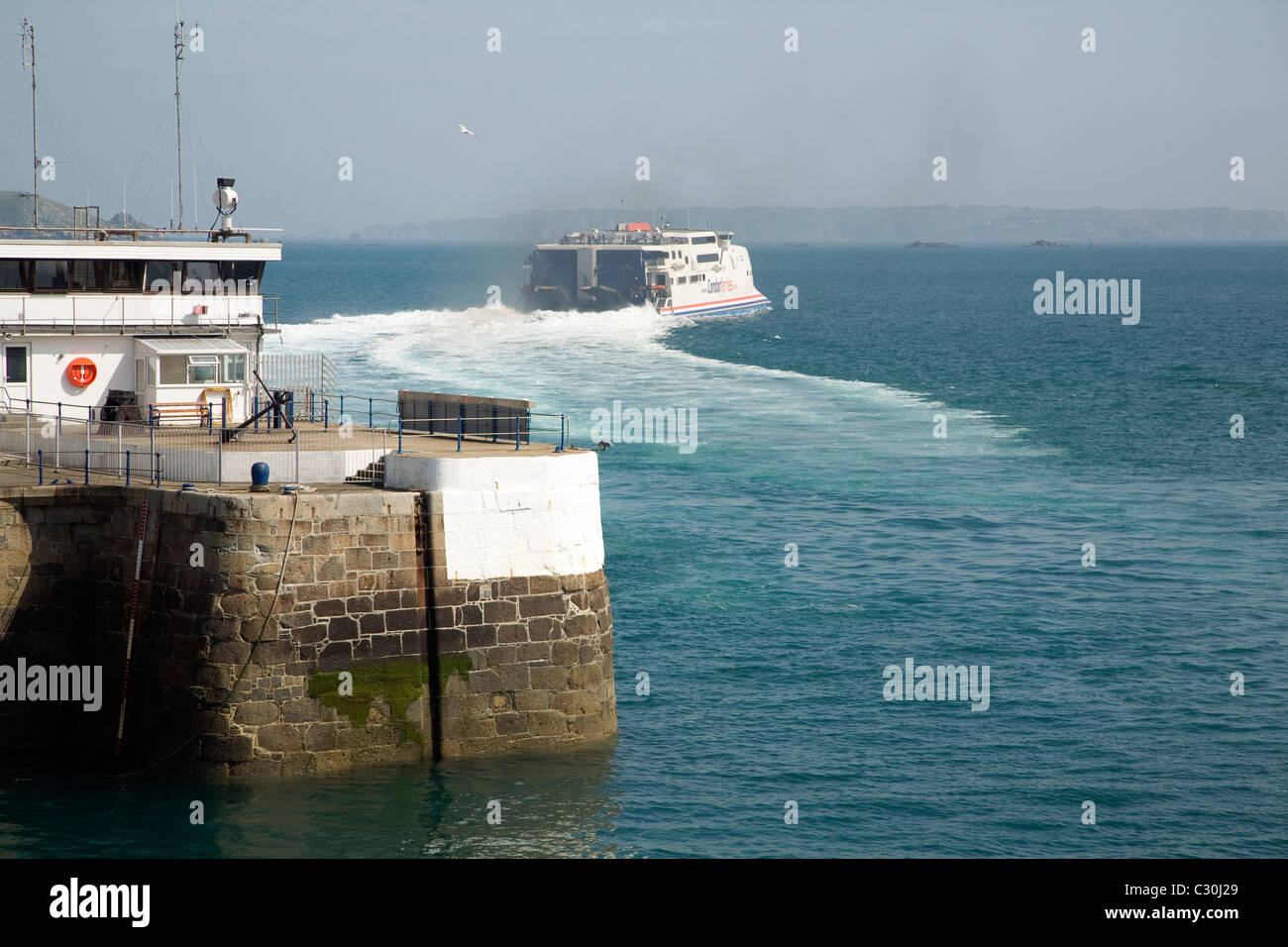 Condor Rapide ferry leaving St Peter Port Guernsey Channel Islands Stock Photo - Alamy