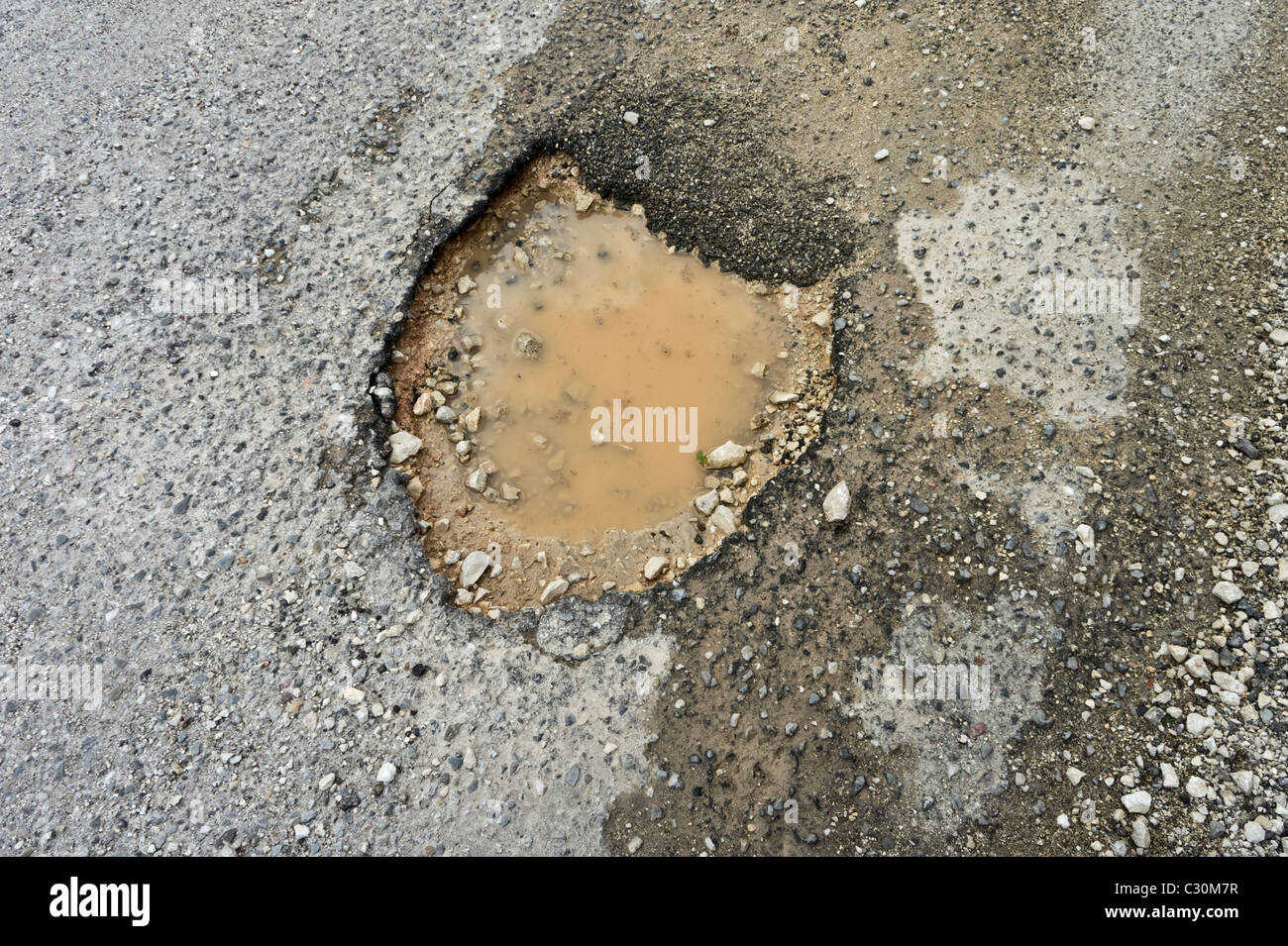 Pothole in pavement Stock Photo - Alamy