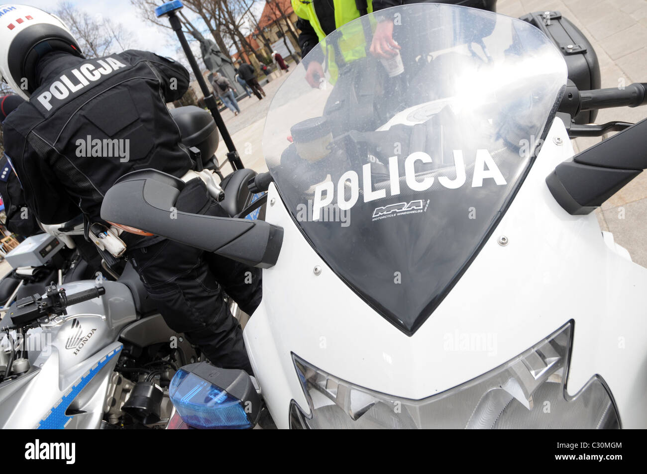 Polish police honda motorbike, Warsaw, Poland Stock Photo - Alamy