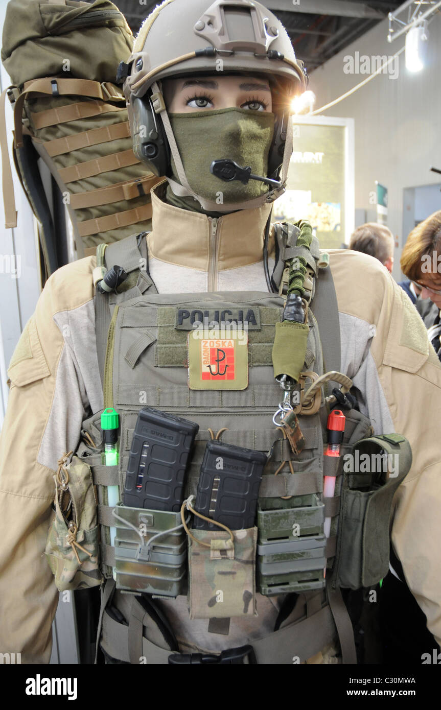 Police uniform on EUROPOLTECH 2011 international fair in Warsaw, Poland ...