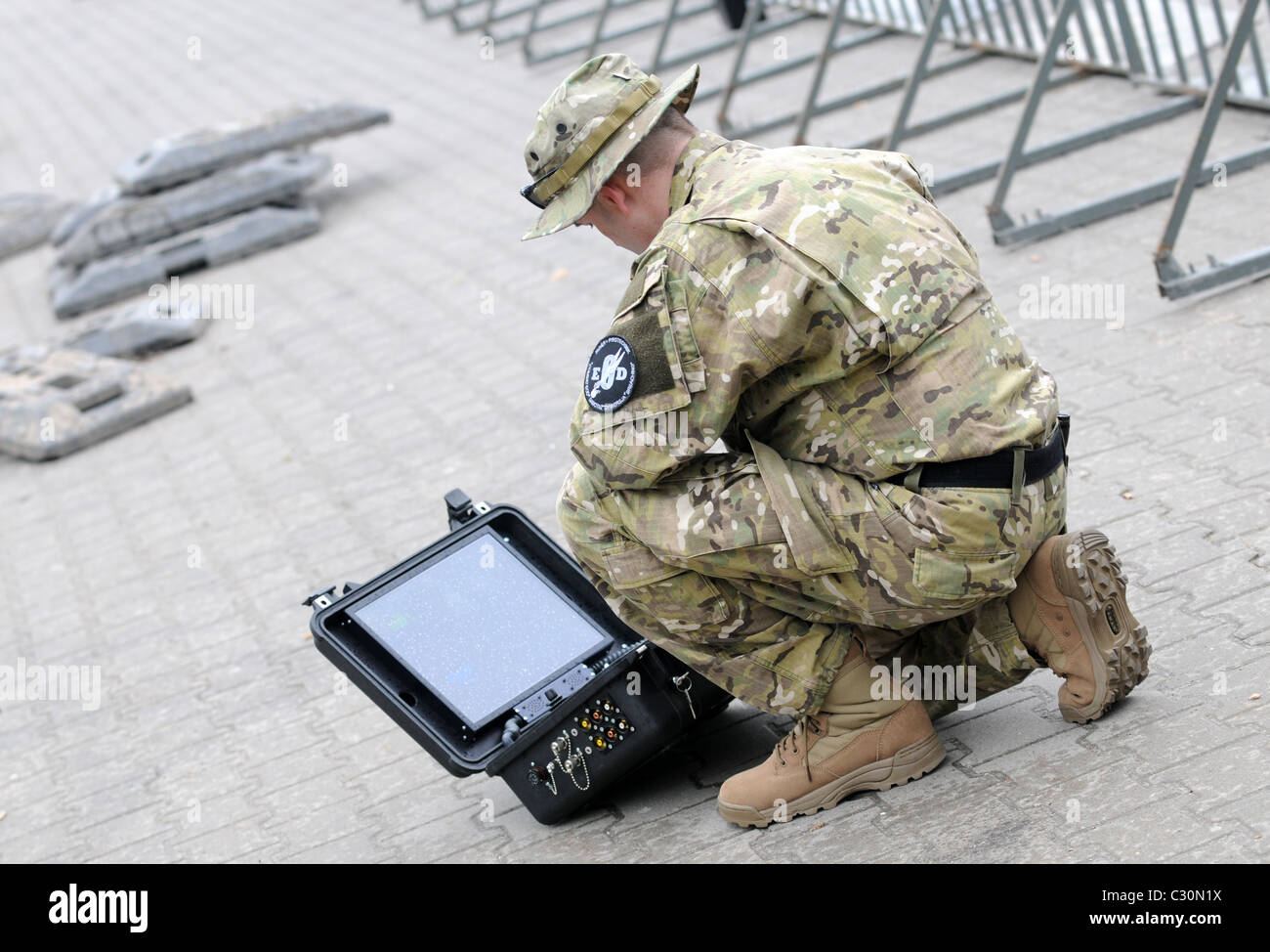 Man controlling PIAP company's IBIS - remotely controlled pyrotechnical ...