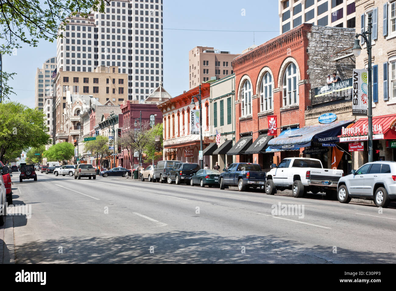 6th Street, 'Entertainment District' Stock Photo - Alamy