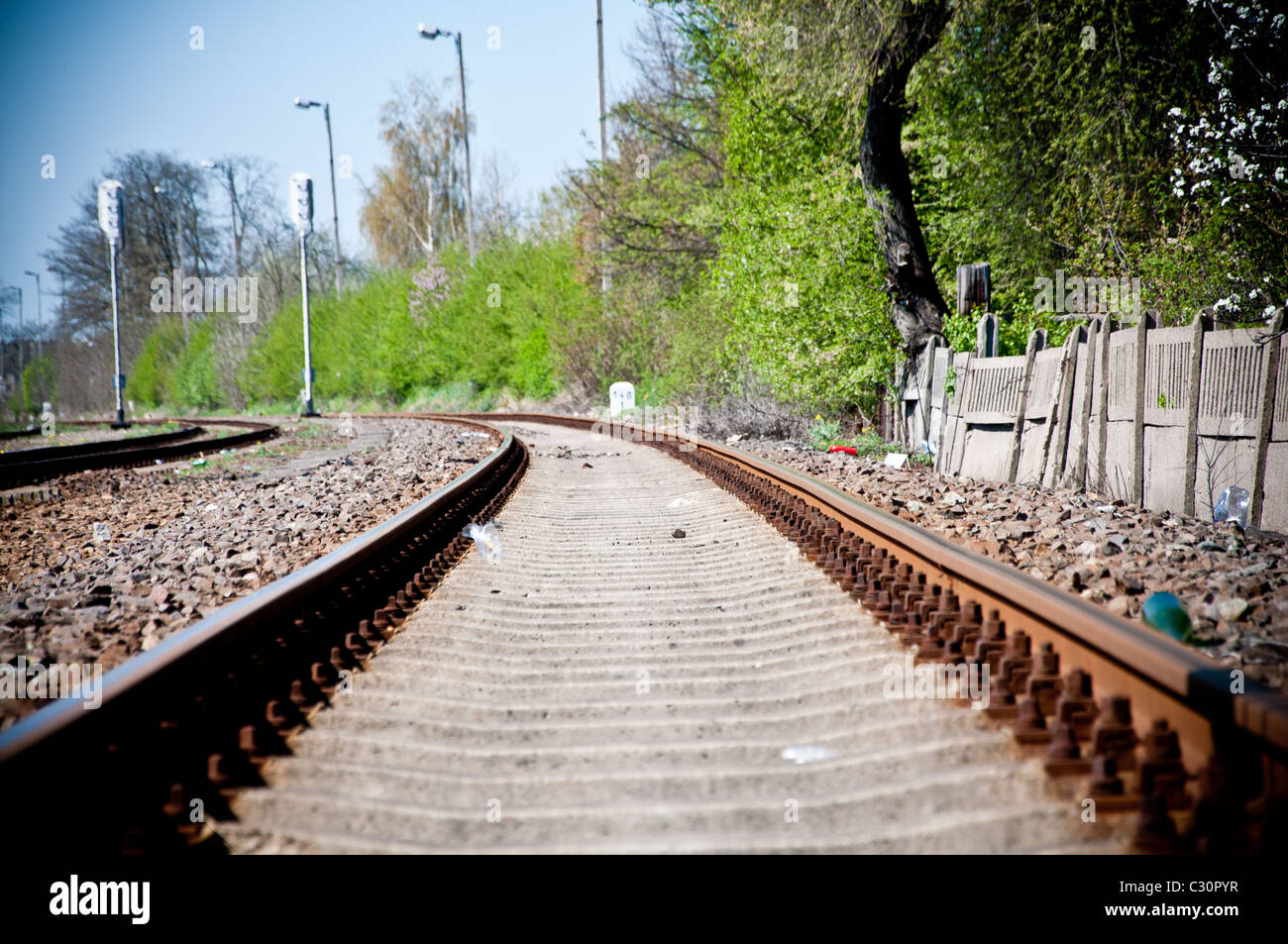 railway track lines Stock Photo - Alamy