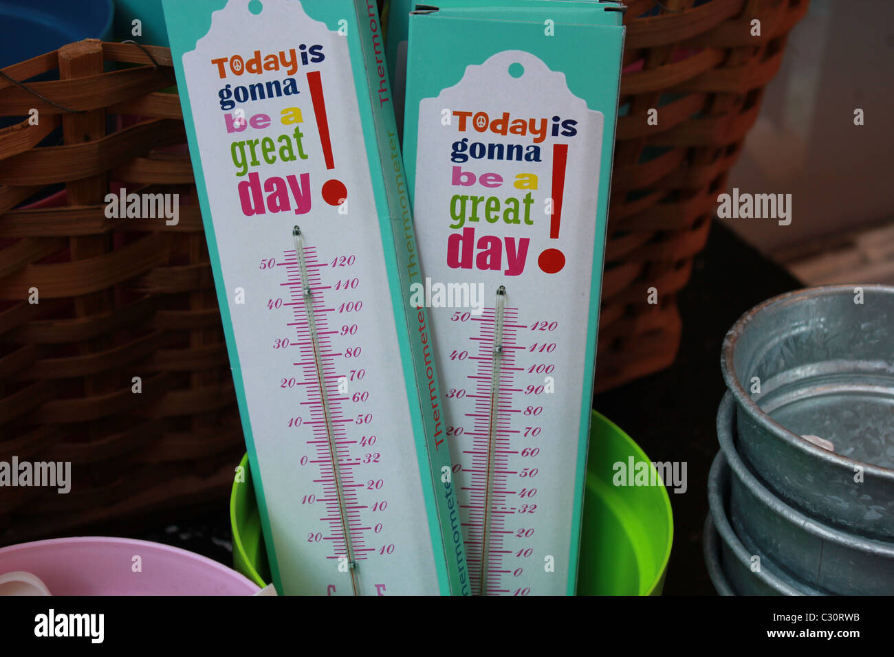 Close up of a colorful thermometer Stock Photo - Alamy