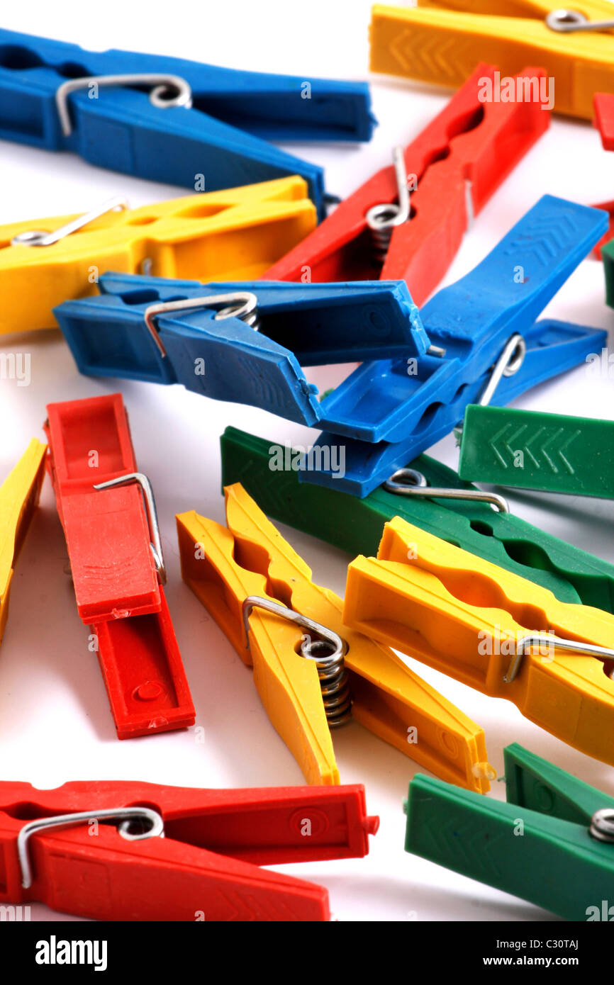 Colorful clothes pins Stock Photo - Alamy