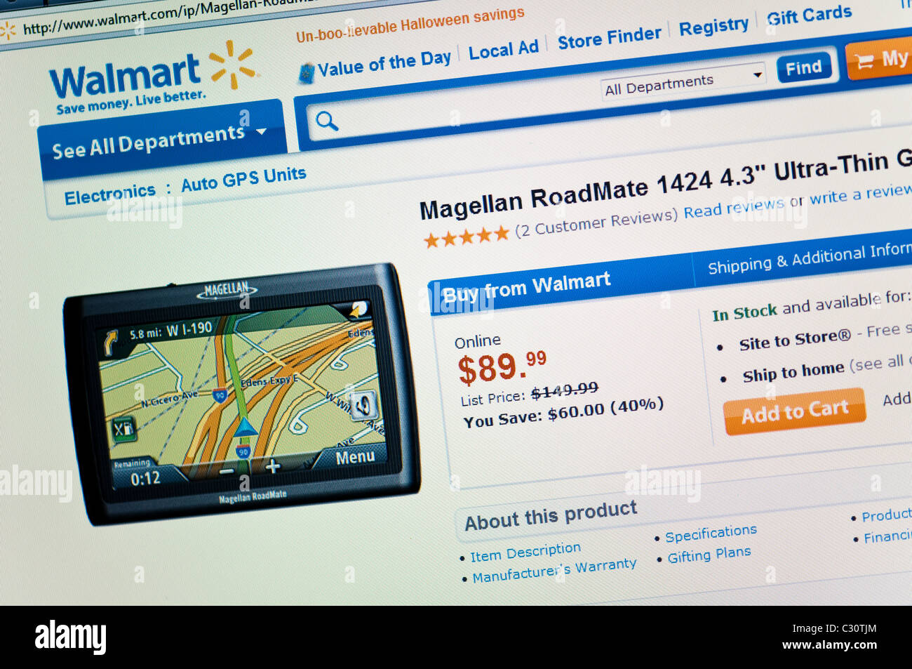 GPS, Walmart Store website online Stock Photo - Alamy