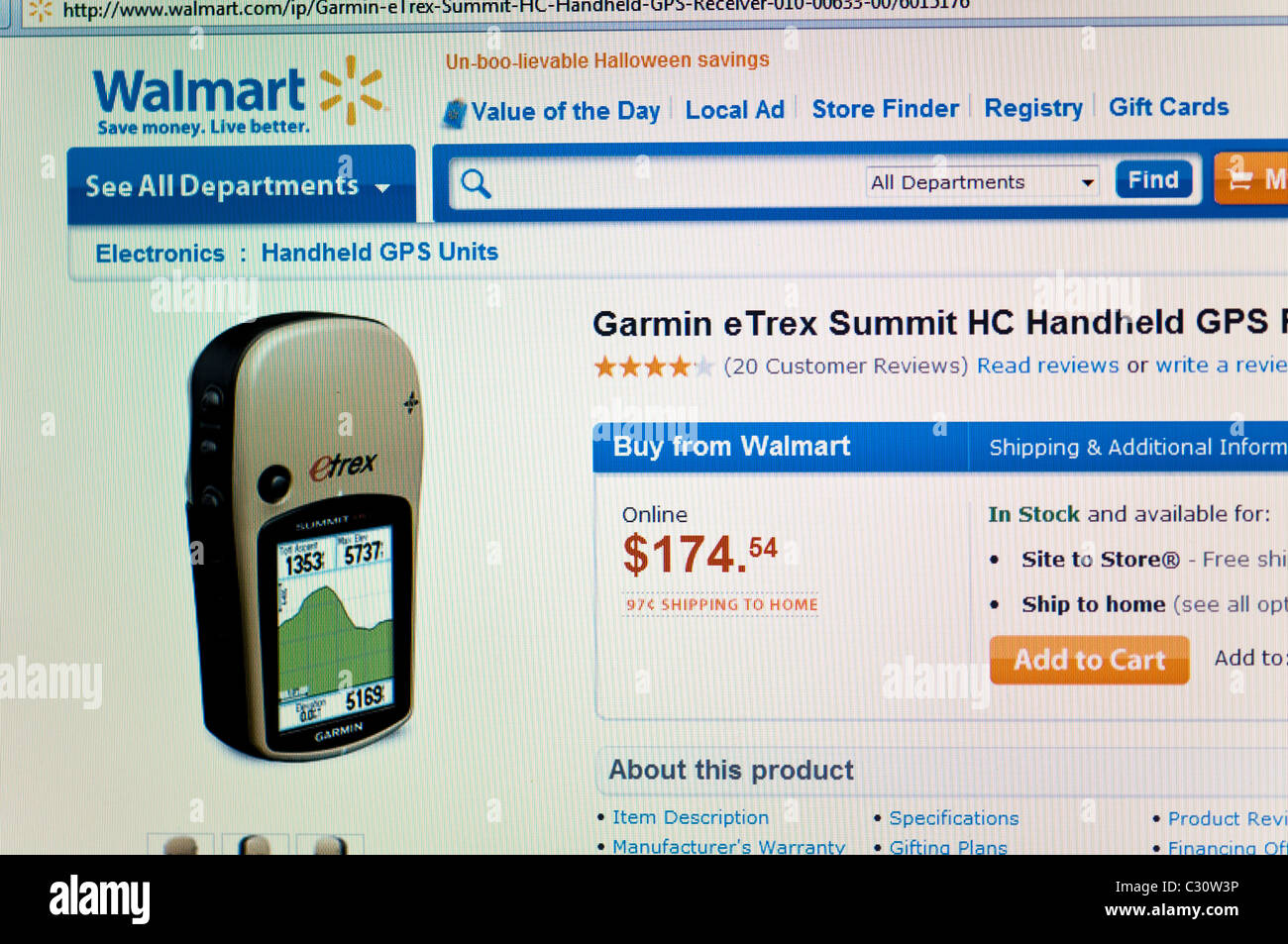 GPS, Walmart Store website online Stock Photo - Alamy