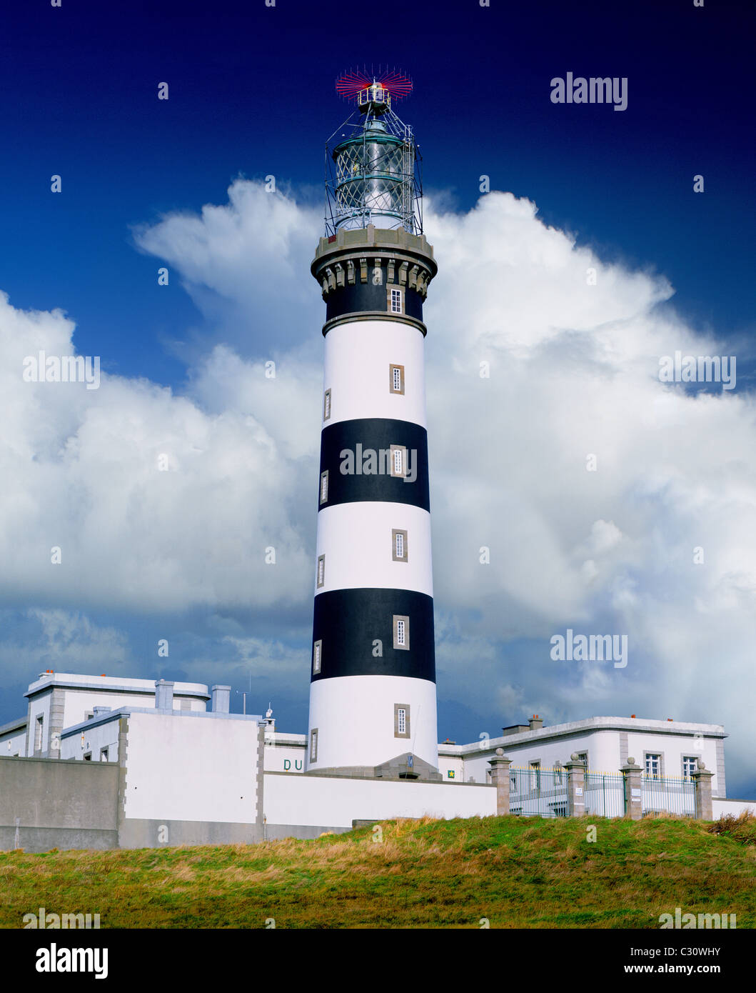La Creach Lighthouse, Ile d'Ouessant, Finistere, Brittany coast, France ...
