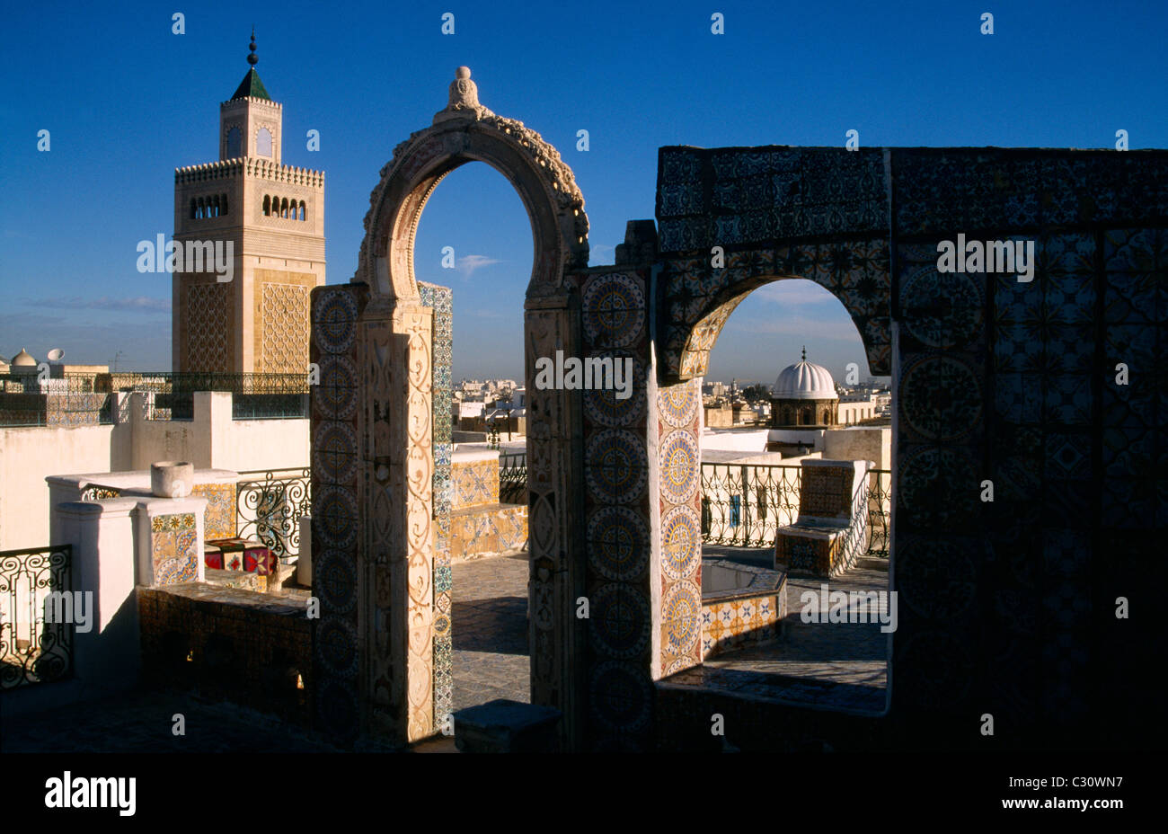 Tunis Tunisia Great Mosque Roof Terrace Stock Photo - Alamy