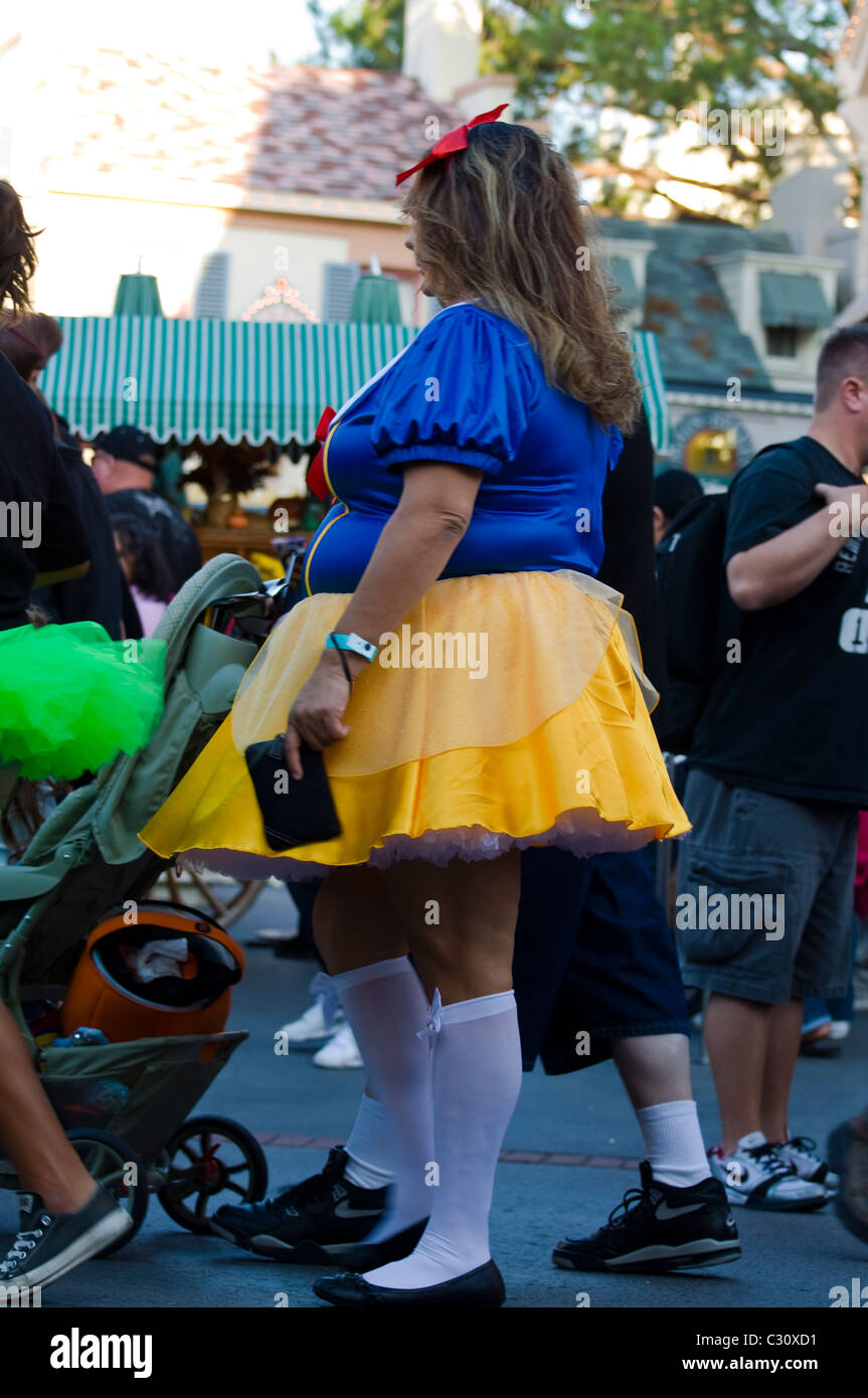 Obese Woman in Snow White costume at Disneyland Amusement Park in ...