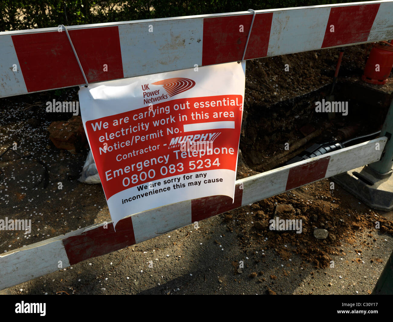 UK Power Networks Sign On Barriers Carrying Out Essential Electrical ...