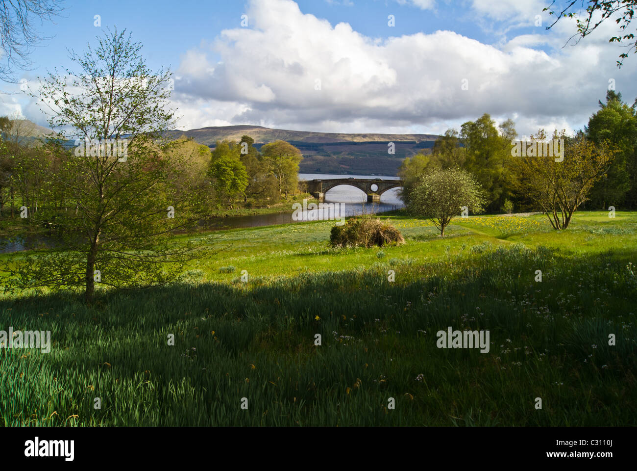 A view of the road bridge in to Inveraray taken from Inveraray Castle ...