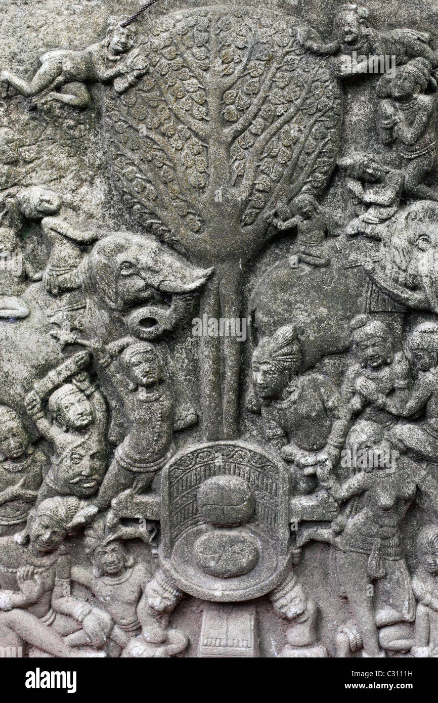 Relief carvings at Suan Mokkh buddhist monastery Stock Photo - Alamy