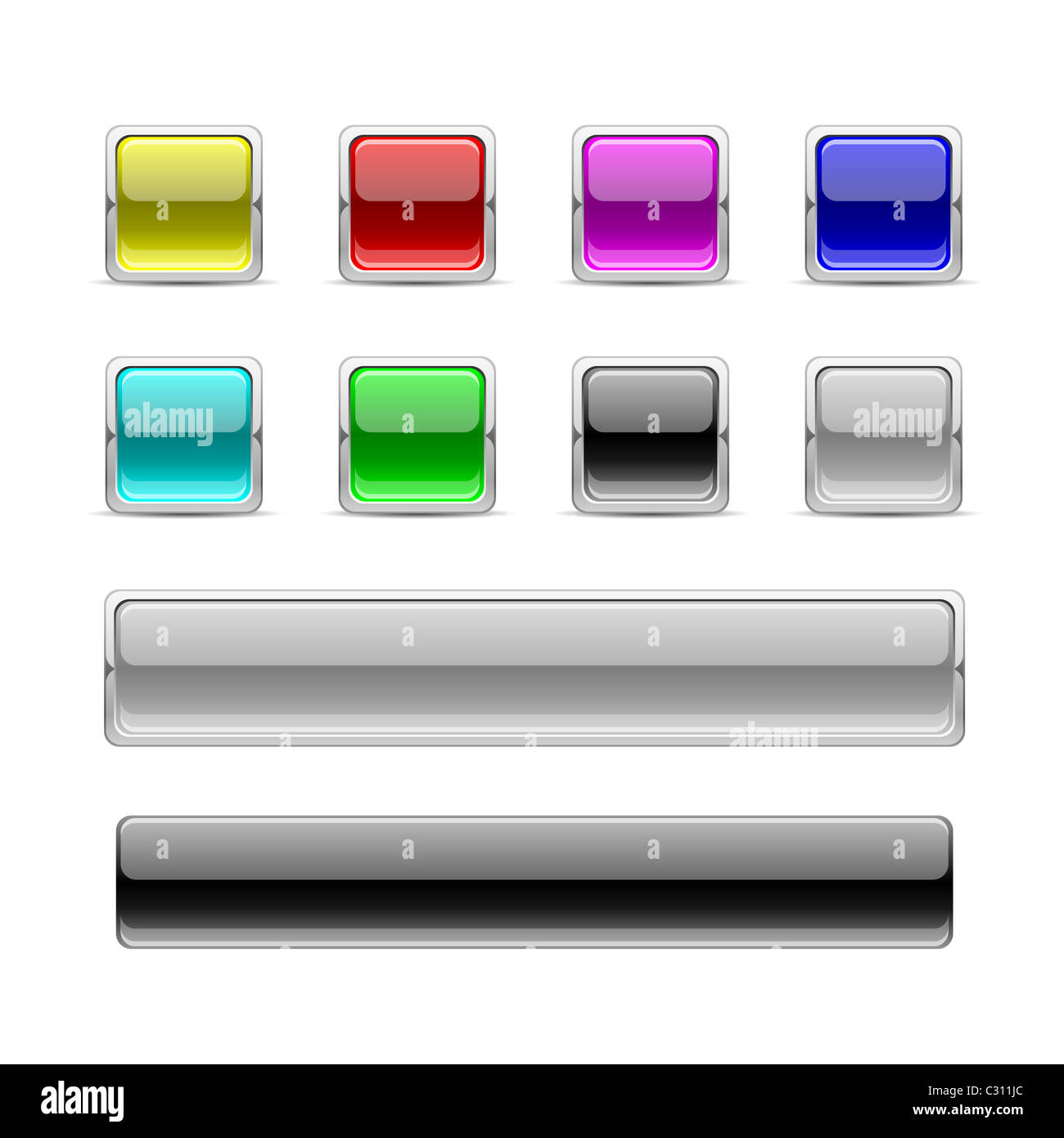 glossy square buttons on a white background Stock Photo - Alamy