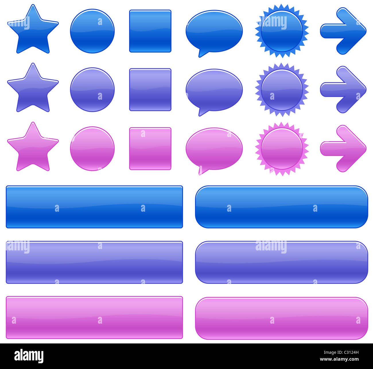 Shiny web buttons in various colors Stock Photo - Alamy