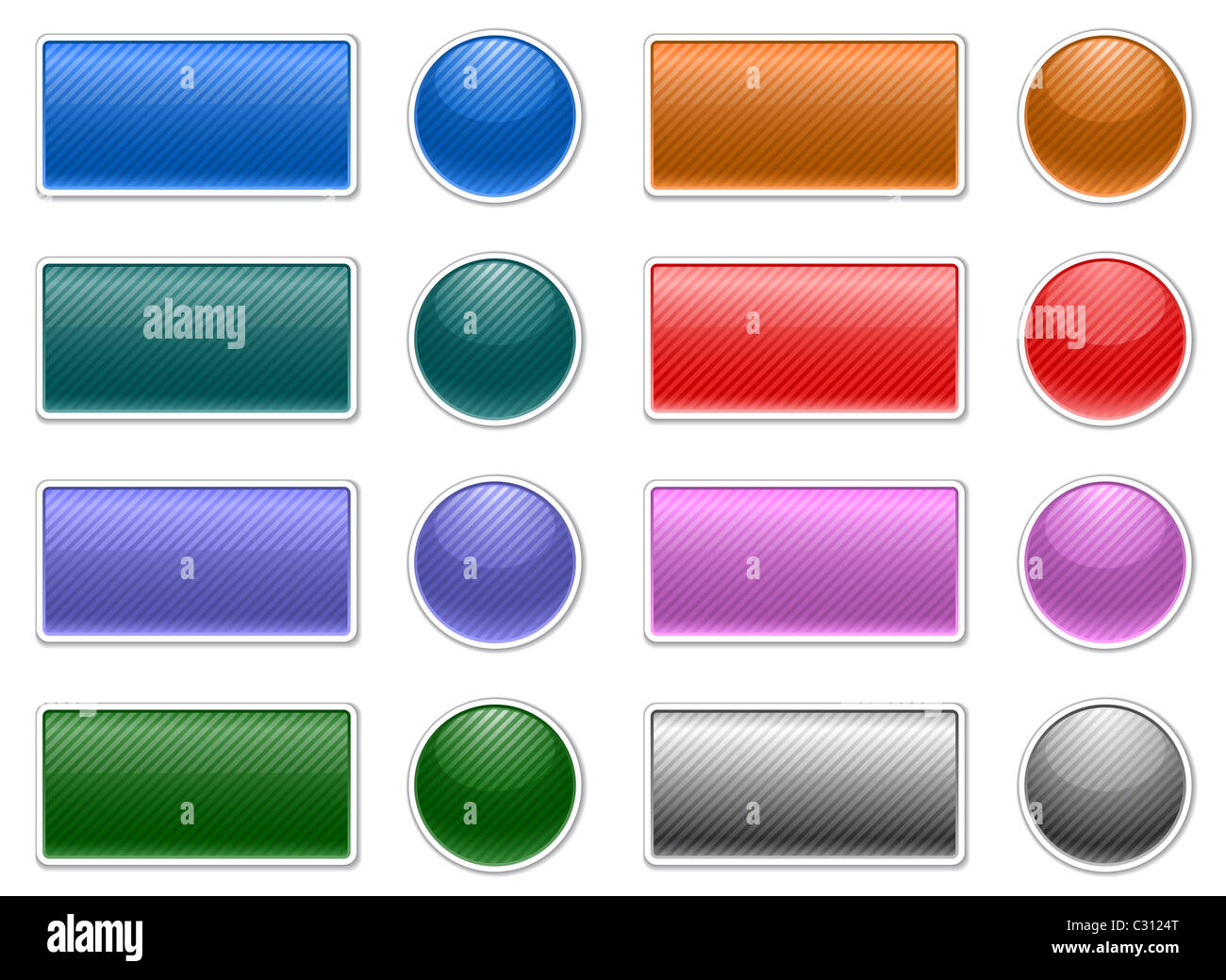 striped shiny web buttons in various colors Stock Photo - Alamy