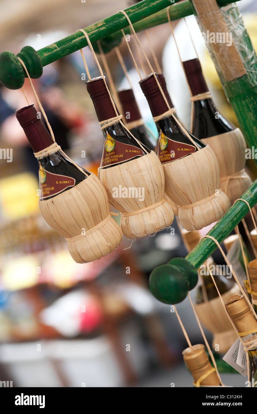 Rome, Italy - April 22, 2011 - Bottles of balsamic vinegar on display ...