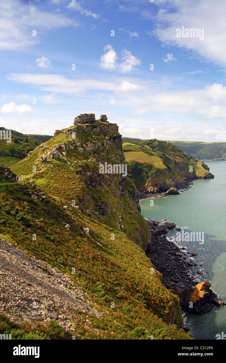 Castle Rock and the Bristol Channel on the North Devon coast England UK ...