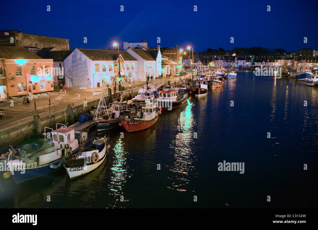 Weymouth harbour at night hi-res stock photography and images - Alamy