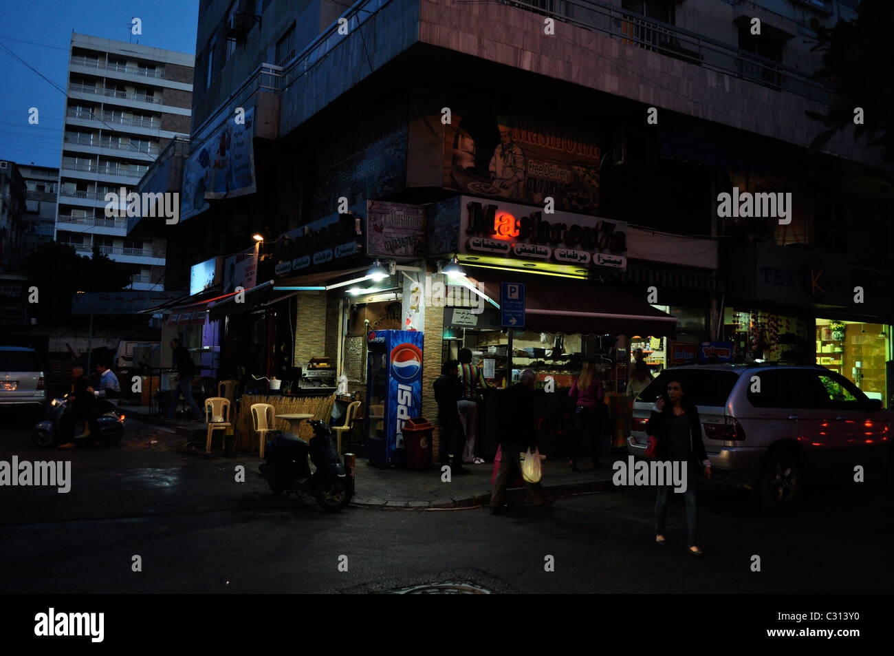 Beirut old and new, Lebanon; night life, urban cafes Stock Photo - Alamy