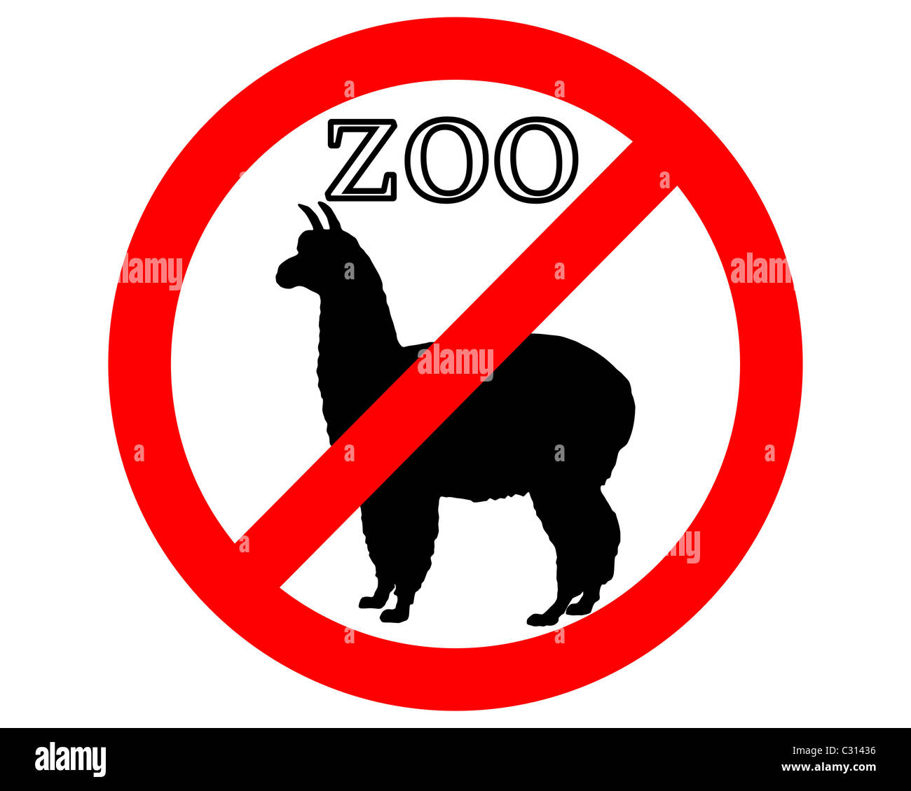 Alpaca in zoo prohibited Stock Photo - Alamy