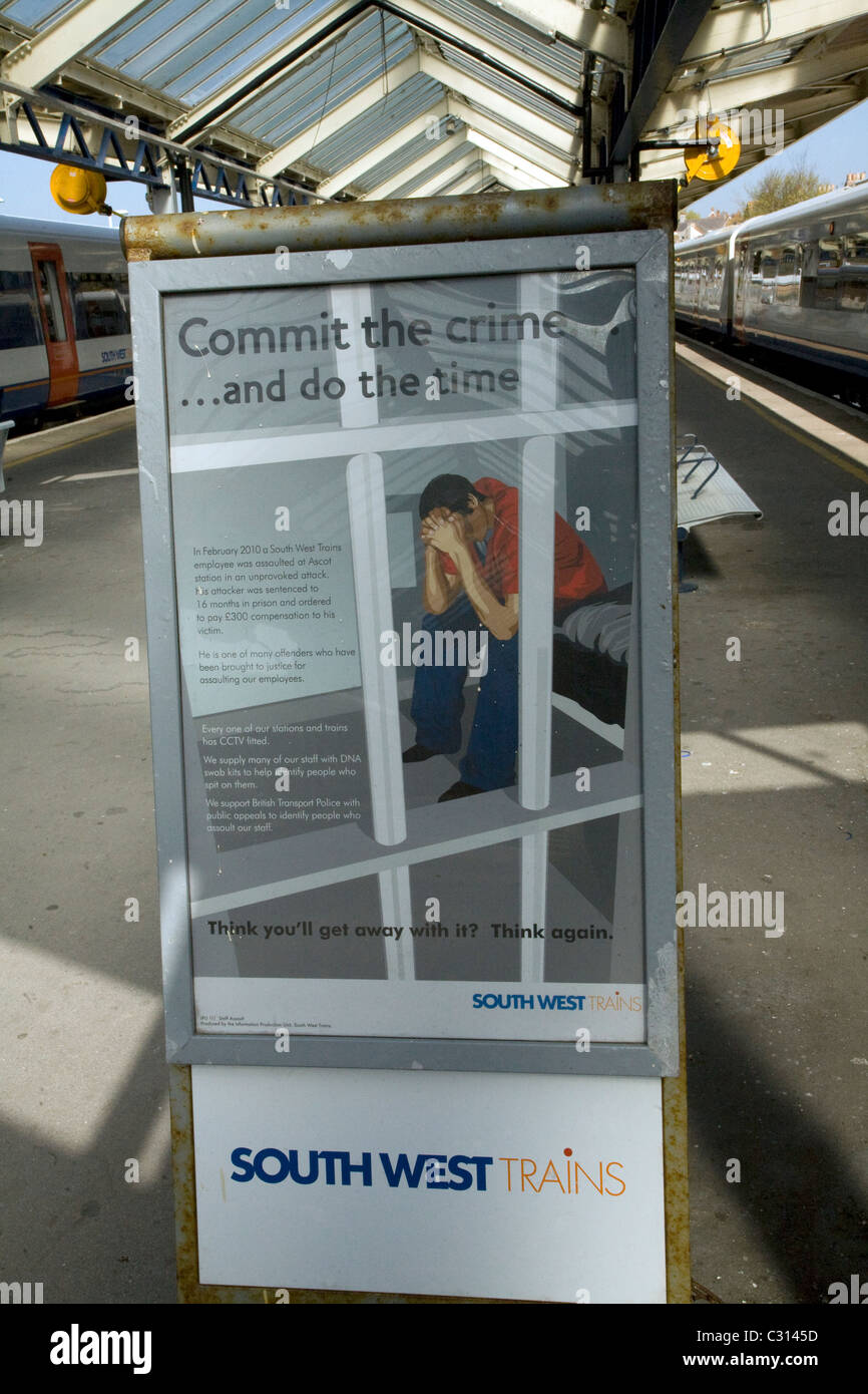 South West trains crime poster railway station Stock Photo - Alamy
