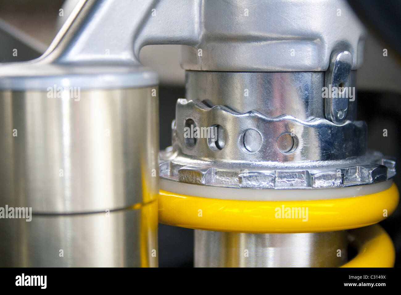 An adjustable rear shock of a modern motorcycle Stock Photo - Alamy