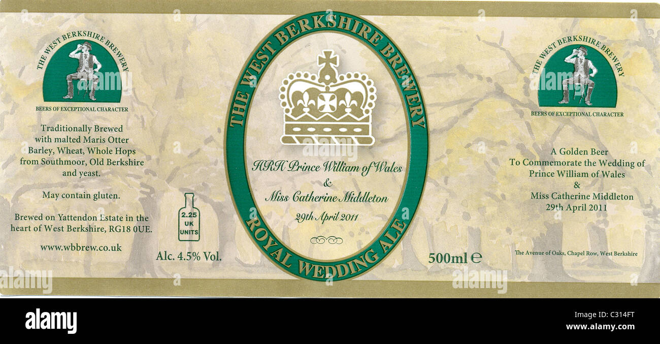 Label for the Royal Wedding Ale specially brewed by the West Berkshire ...
