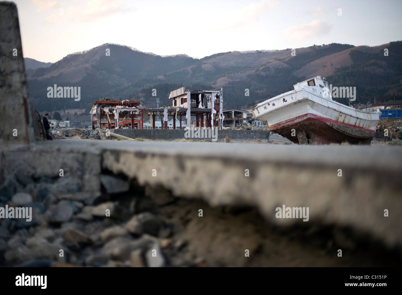 Sendai japan tsunami boat hi-res stock photography and images - Alamy