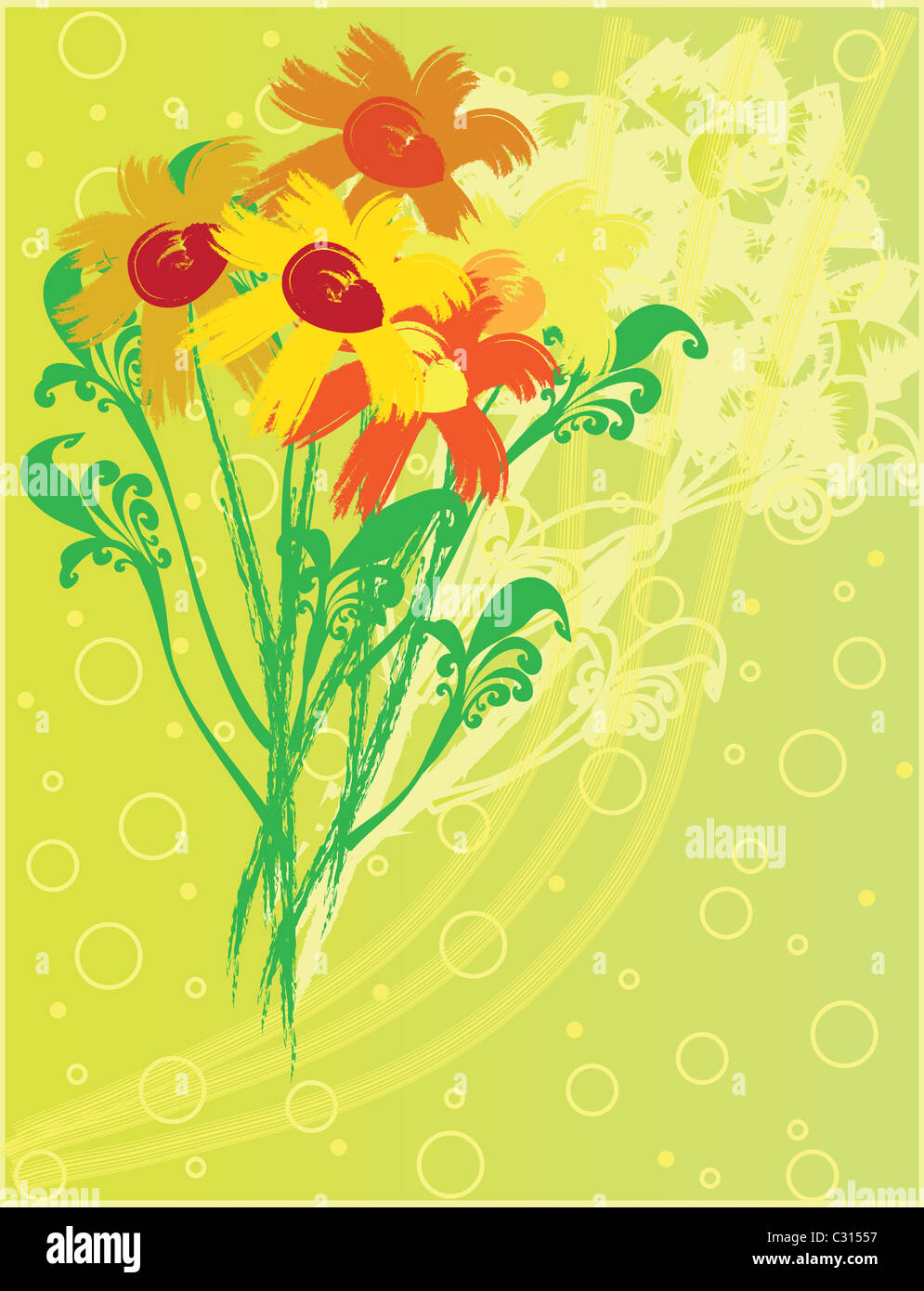 eps10 floral background with fantasy hand drawn flowers Stock Photo - Alamy