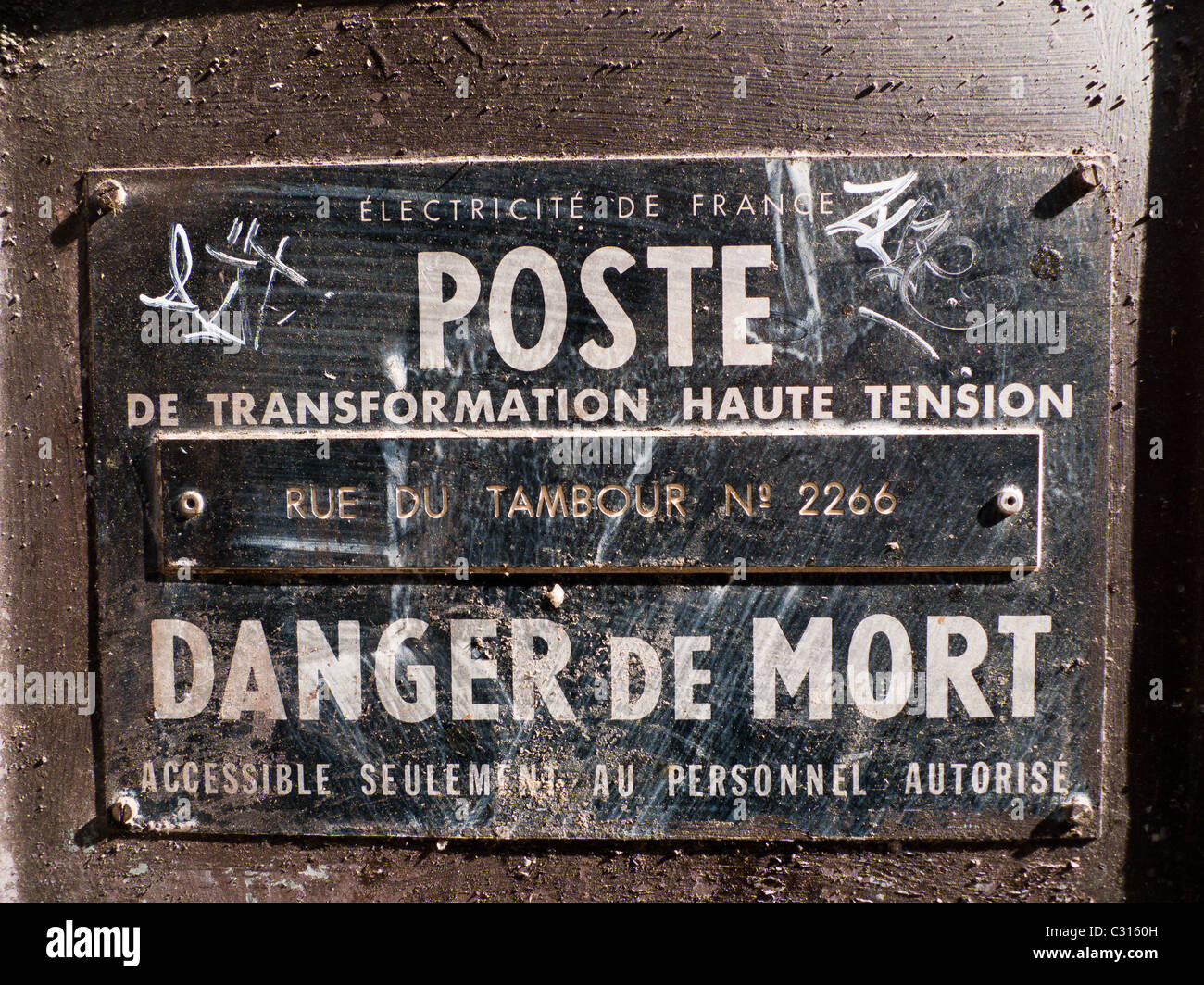 Danger sign in Rouen France Stock Photo - Alamy